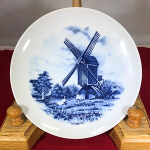 Vintage-plate-white-blue-windmill-small-holland-delft Blauw-geese-wall ...