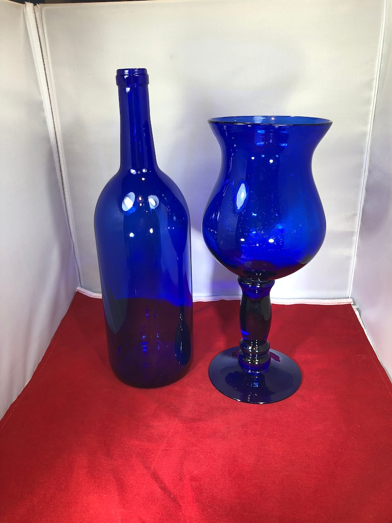 Vintage-Blue-Glass-Vases-Bottles-Cobalt-Glassware-Home Decor | Etsy