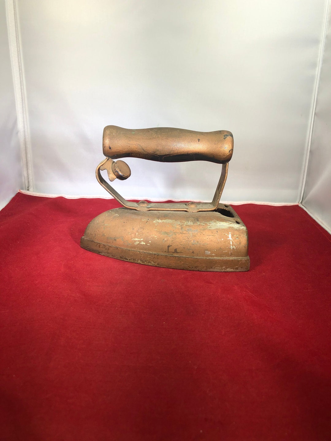 Vintage-sad Iron-brown-wood Handle-primitive Decor-trivet-sad Iron ...