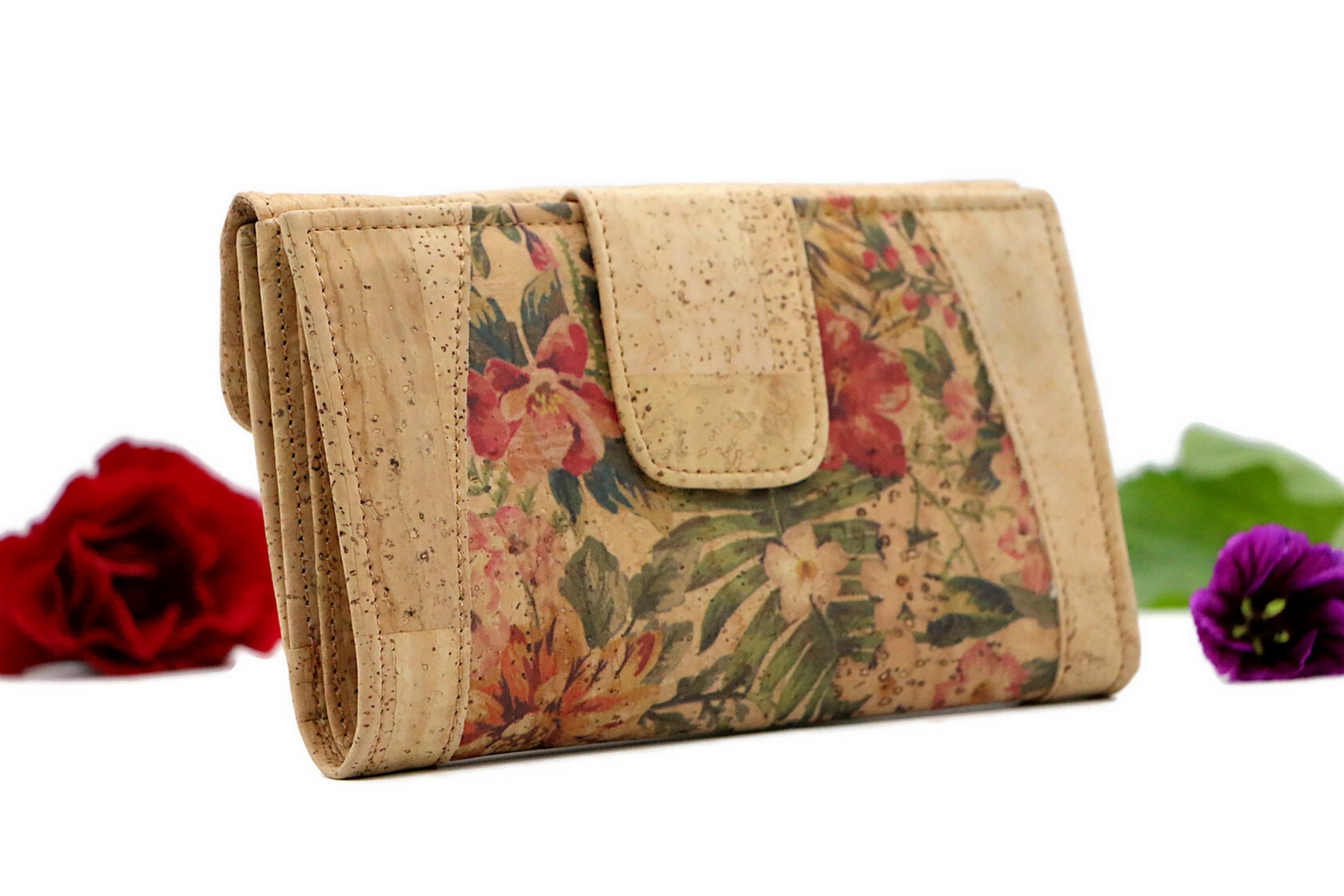 Cork Wallet "flower" - Vegan Cork Wallet - Etsy