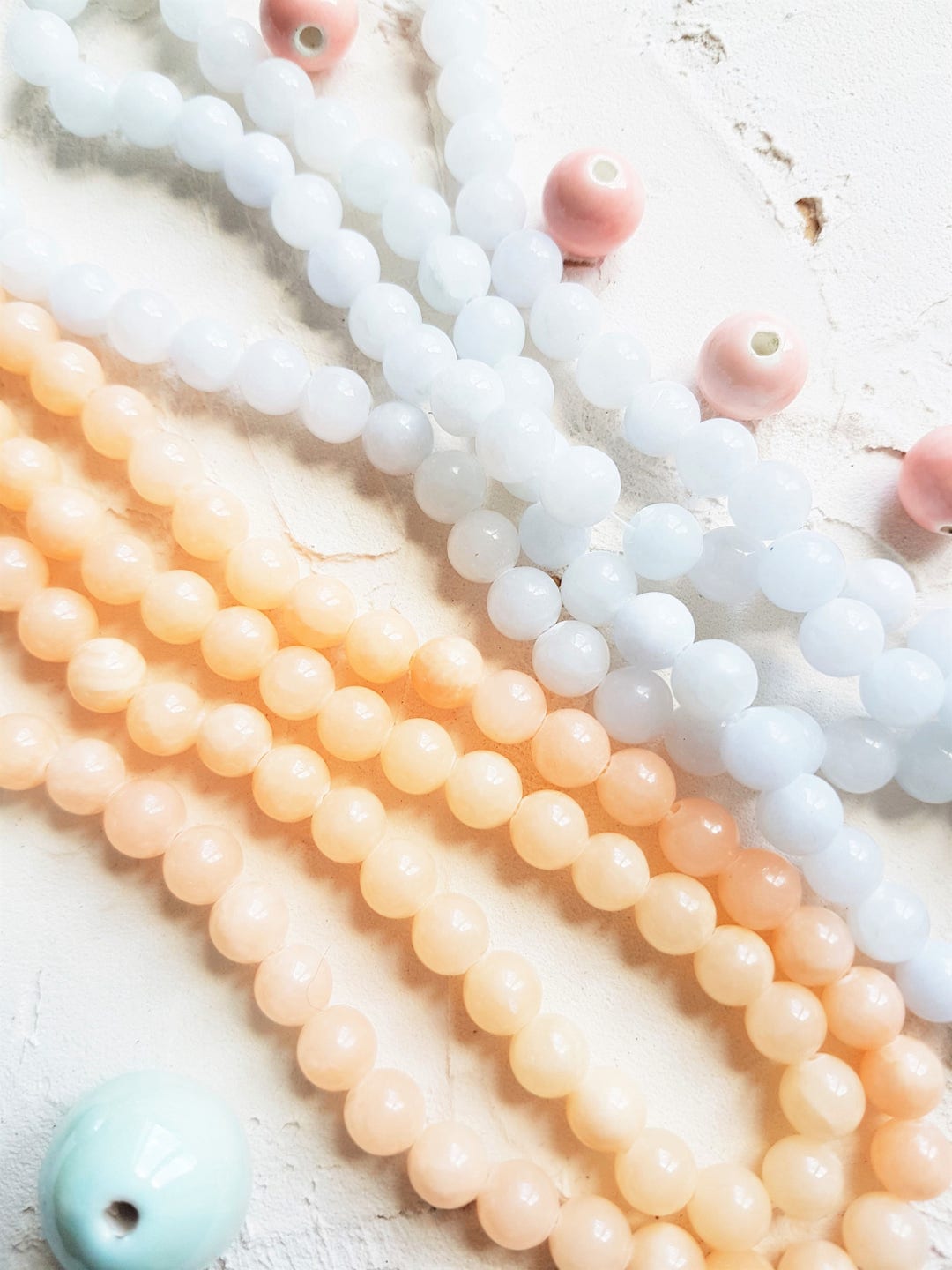 6mm 8mm 10mm Peach Jade, Light Blue Jade, Natural Jade Beads, Peach ...