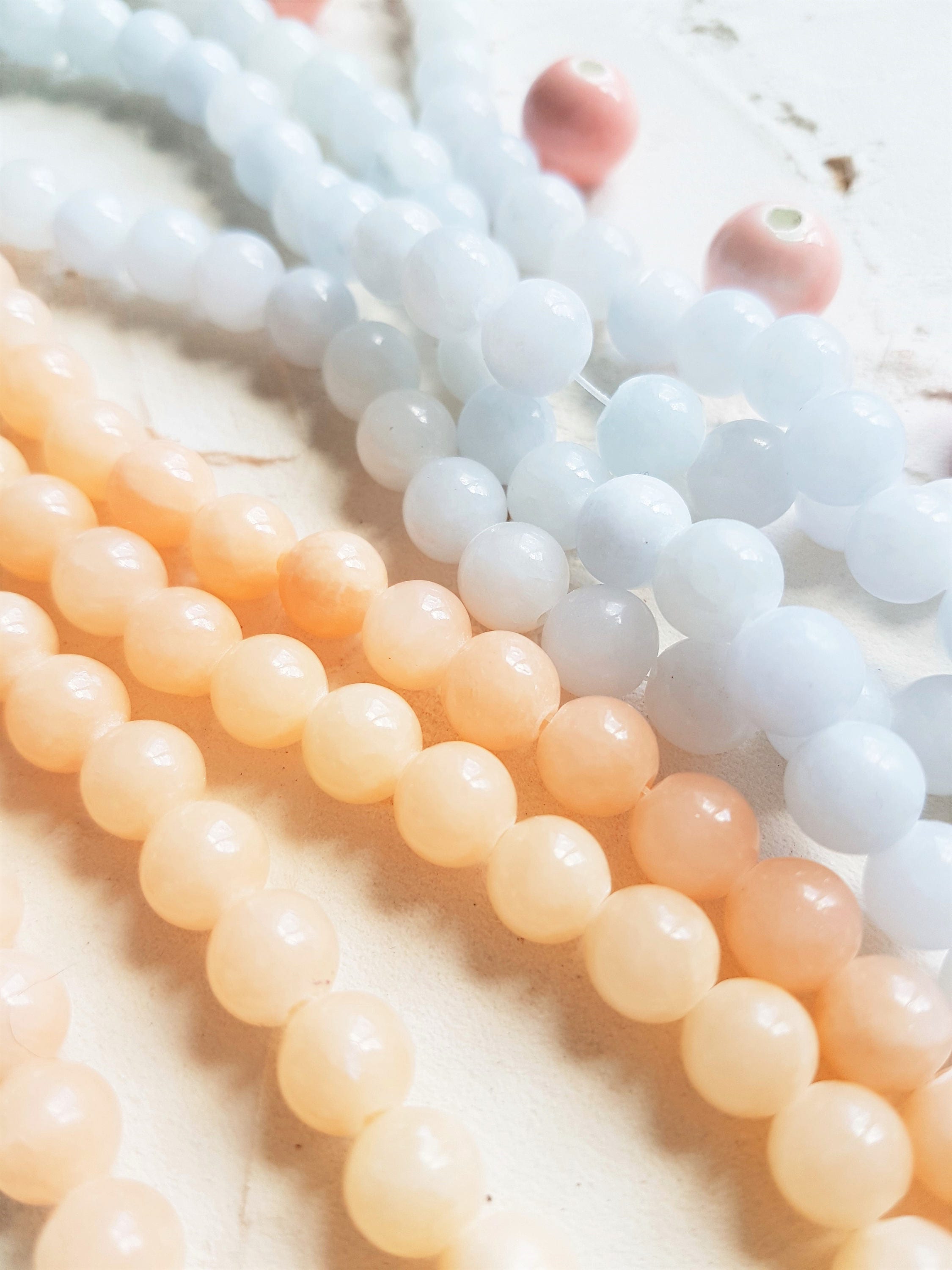 6mm 8mm 10mm Peach Jade Light blue Jade Natural Jade beads | Etsy