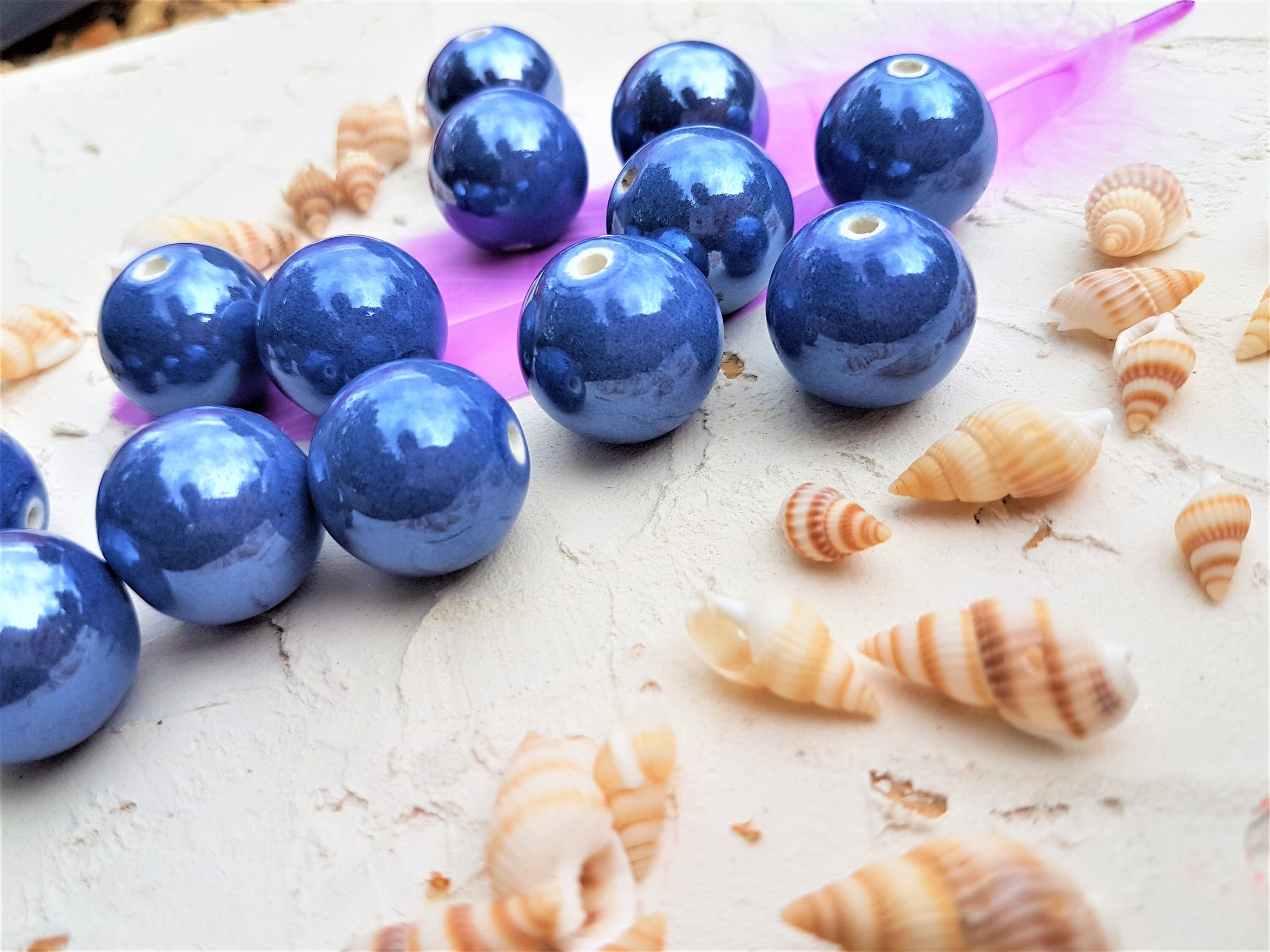 20mm Large round blue color ceramic beads Large hole ceramic | Etsy