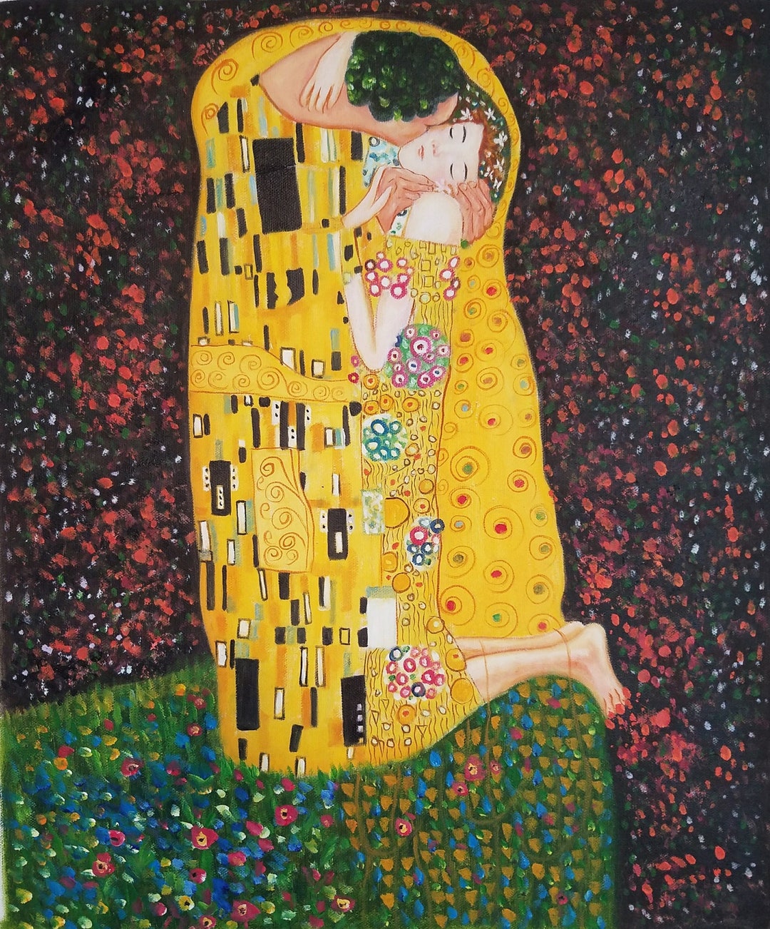 The Kiss, Oil Painting Wall Art Decor Canvas Painting - 20"x24" Hand ...