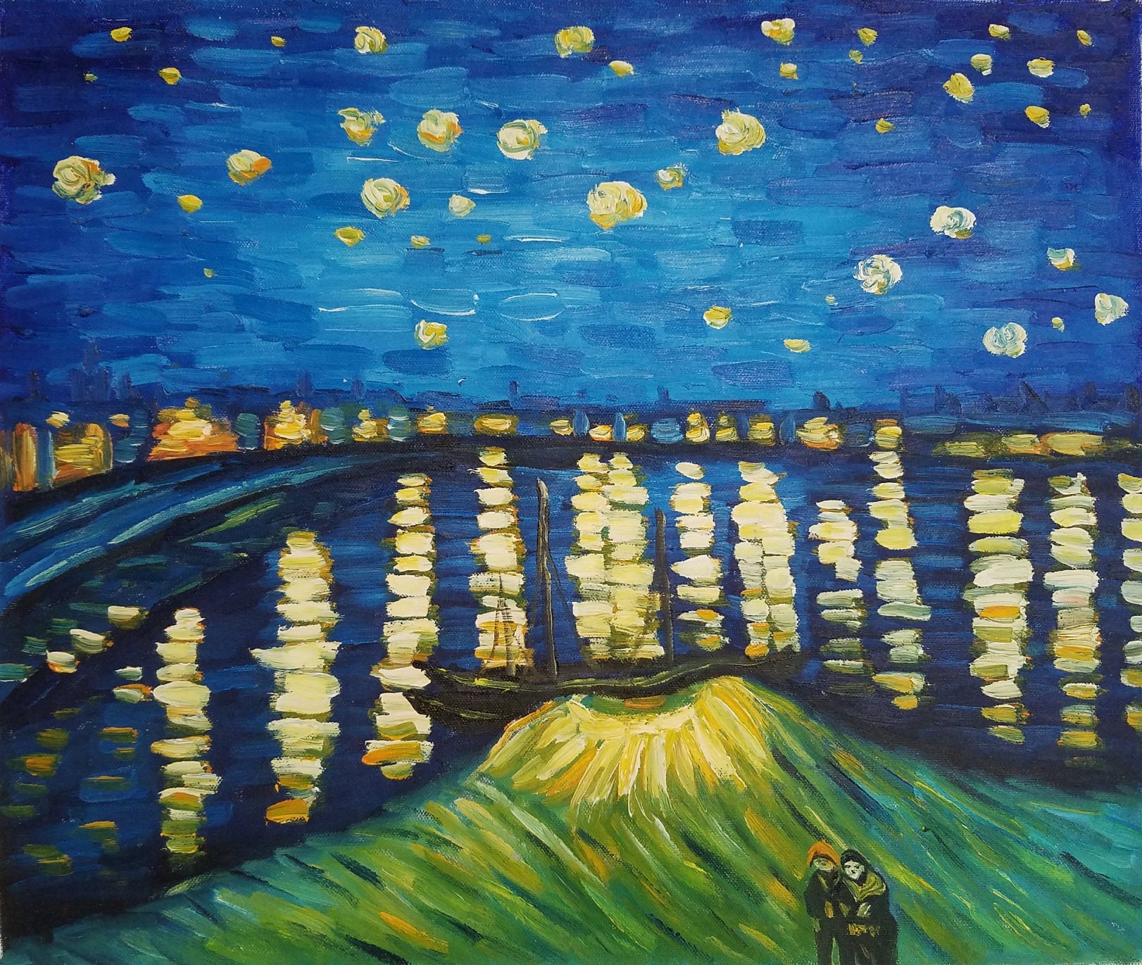 Starry Night Oil Painting Van Gogh Wall Art, Starry Night Over the ...