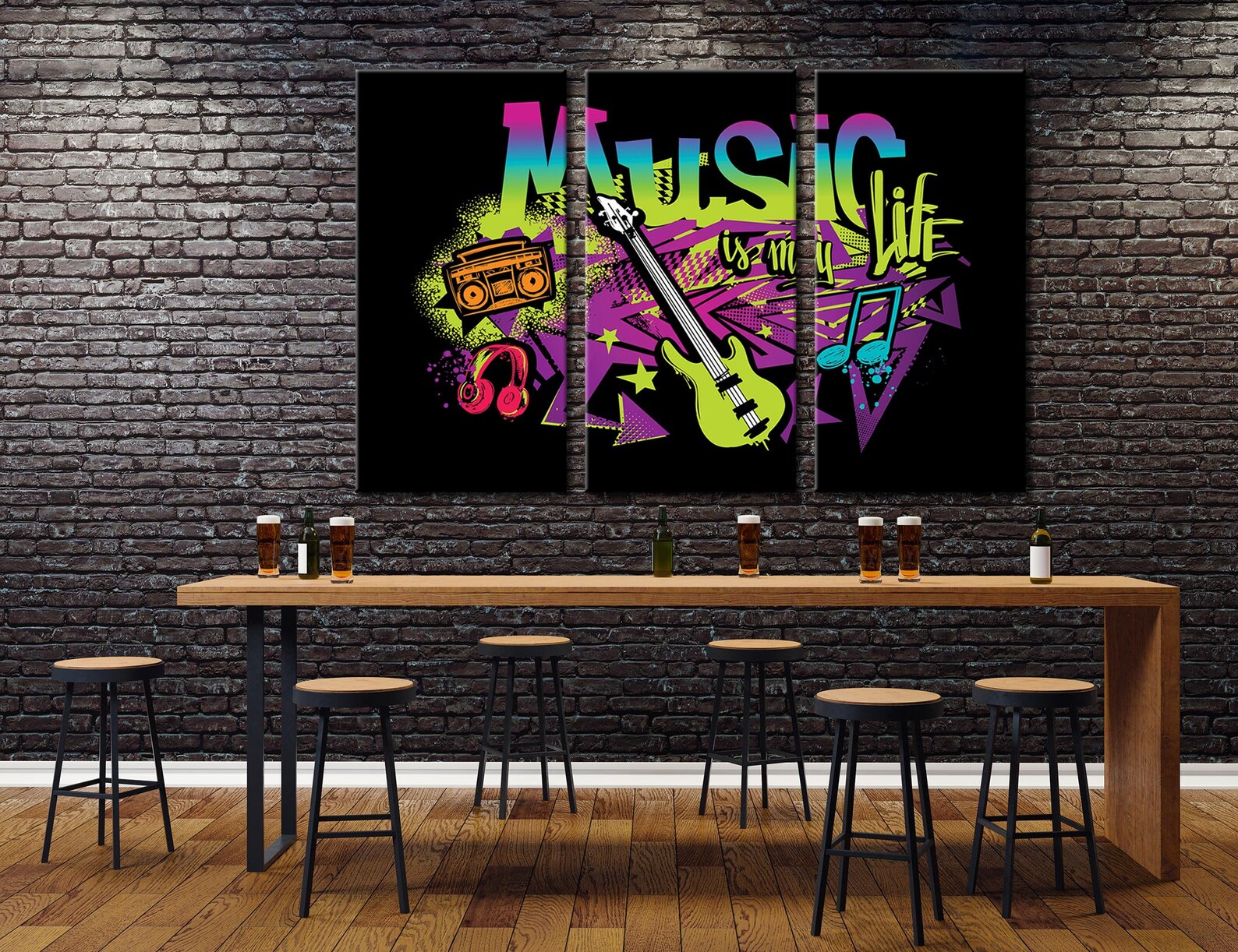 Music is My Life Canvas Music Graffiti Wall Art Gift for the - Etsy