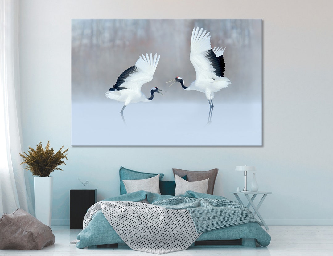 Dancing Pair of Red-crowned Crane Wall Art Cranes Canvas Extra Large ...