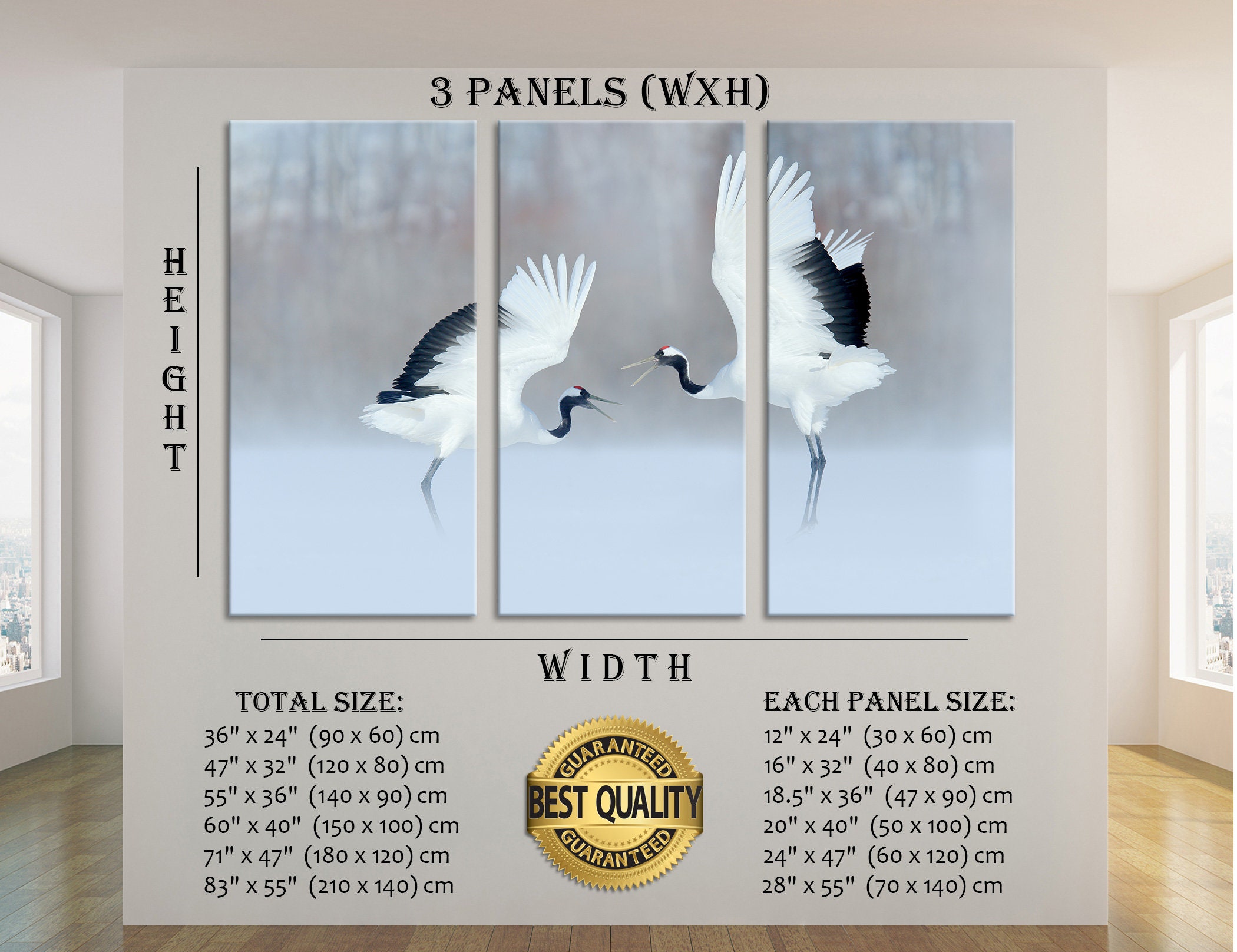 Dancing Pair of Red-crowned Crane Wall Art Cranes Canvas Extra - Etsy UK
