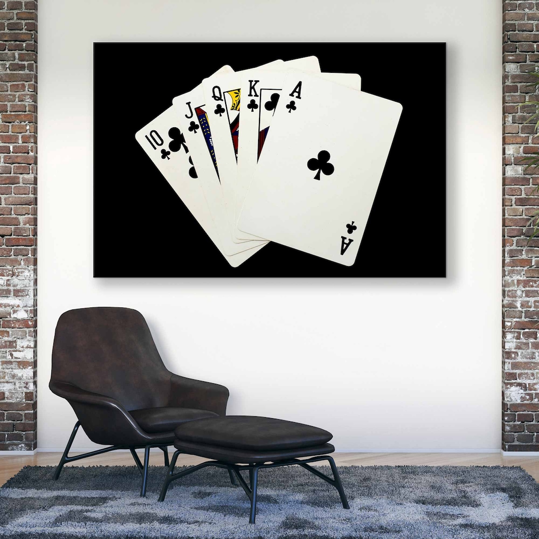 Extra Large Clubs Royal Flash Playing Cards Canvas - Casino Wall Art ...
