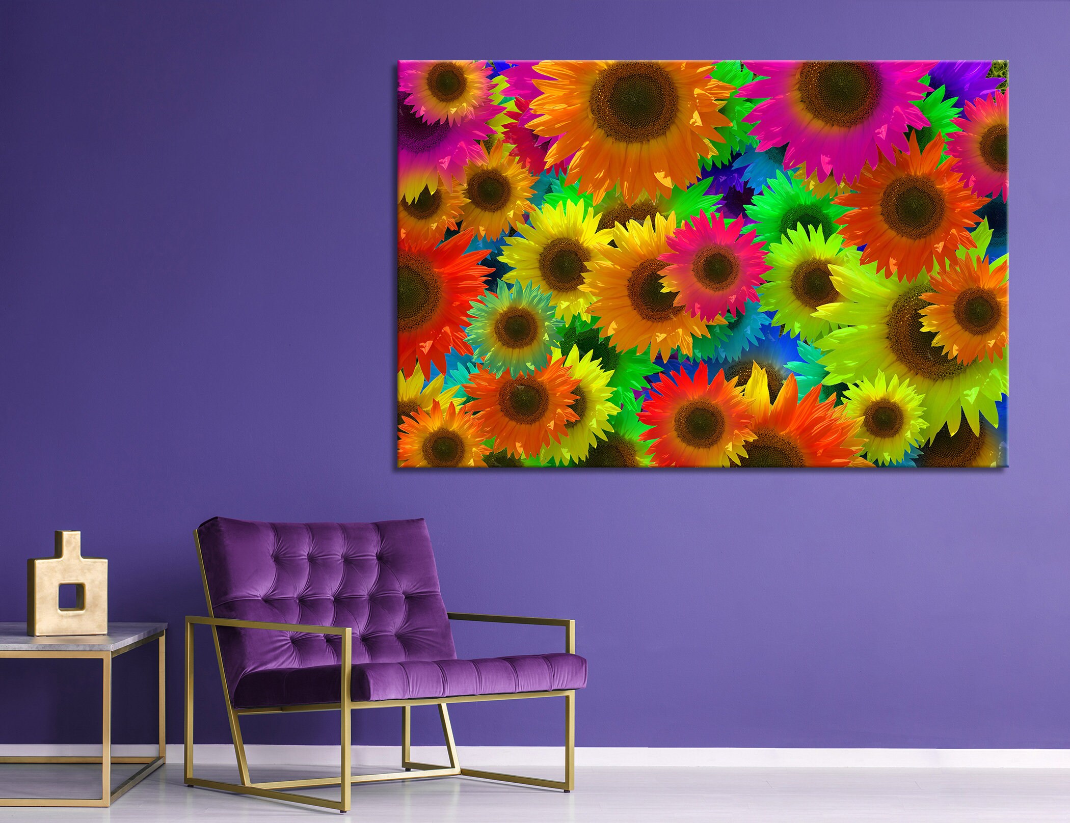 Colorful Sunflowers Wall Art Colorful Wall Art Colorful Wall | Etsy