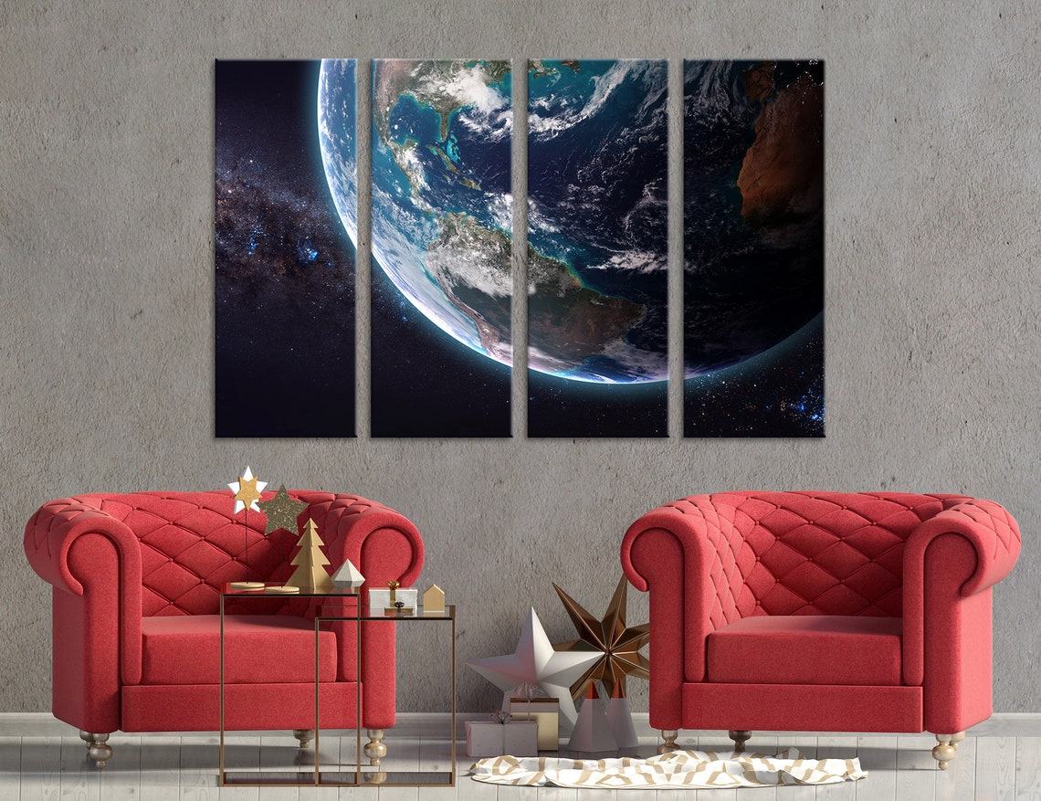 The Earth From Space Art Earth Canvas Earth Print Astronomy | Etsy
