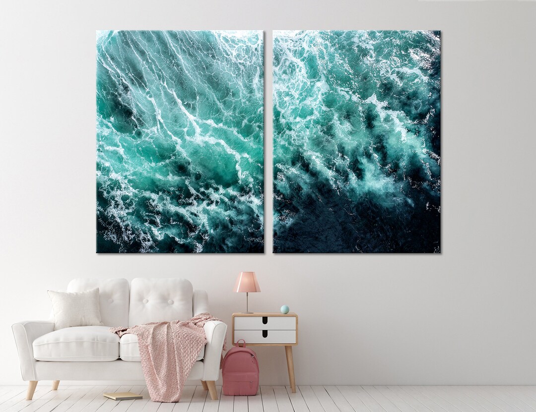 Ocean Waves Print Wall Art Canvas Ocean Decor Sea Wave Wall Art Ocean ...