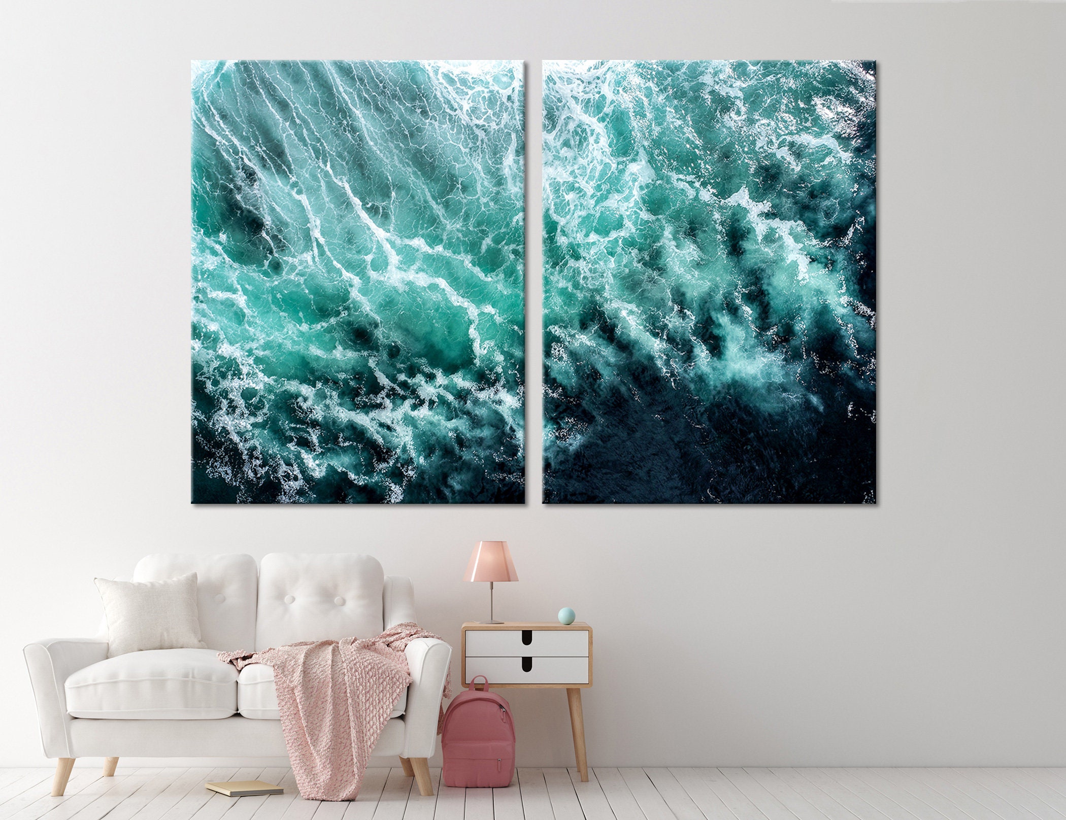 Ocean Waves Print Wall Art Canvas Ocean Decor Sea Wave Wall Art Ocean ...