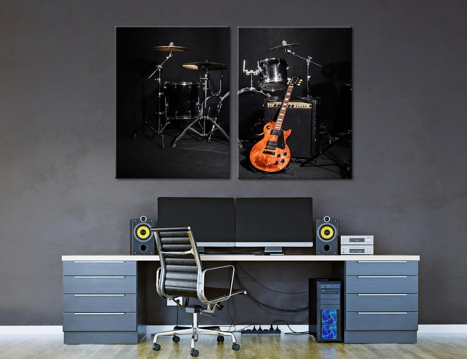 Set of Musical Instruments Canvas Print Music Canvas Print Drums Wall ...