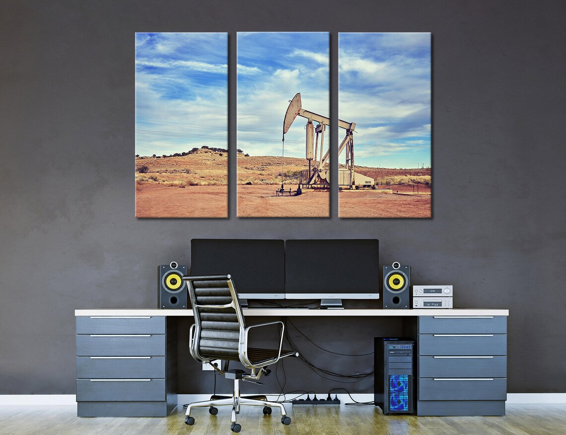 Oil Production Art View of Texas Canvas Oil Pump Decor Oil Pump Photo ...