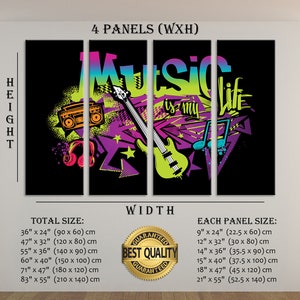 Music is My Life Canvas Music Graffiti Wall Art Gift for the Musician ...