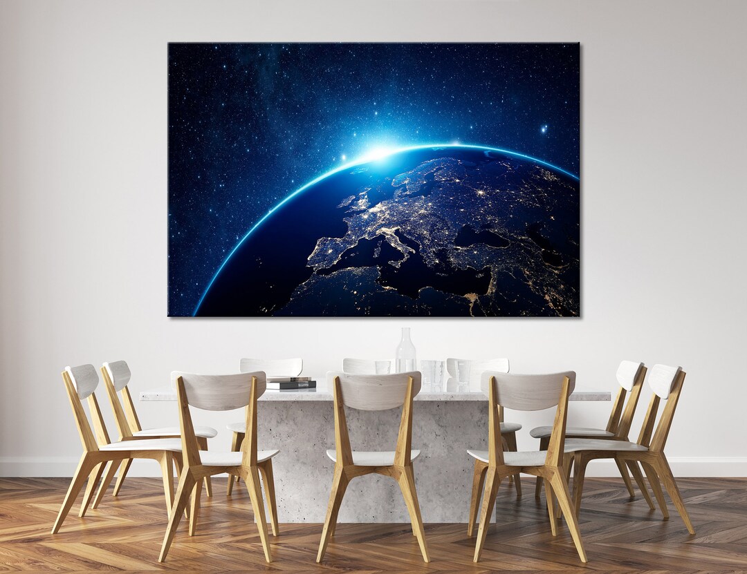 Earth Canvas Earth Poster Earth Prints Planet Wall Art Solar System ...