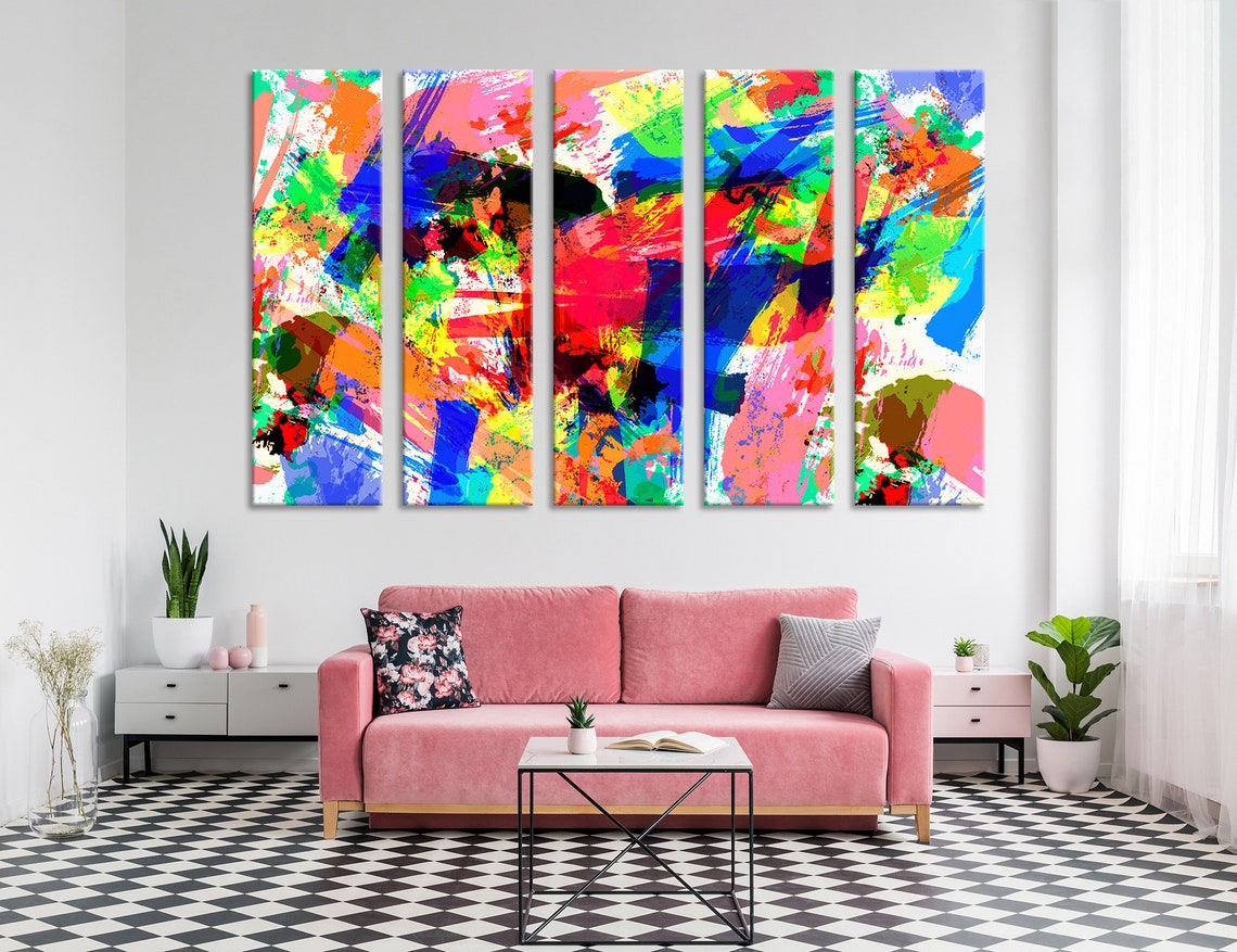 Bright Colors Abstract Wall Art Rainbow Colors Canvas Print - Etsy