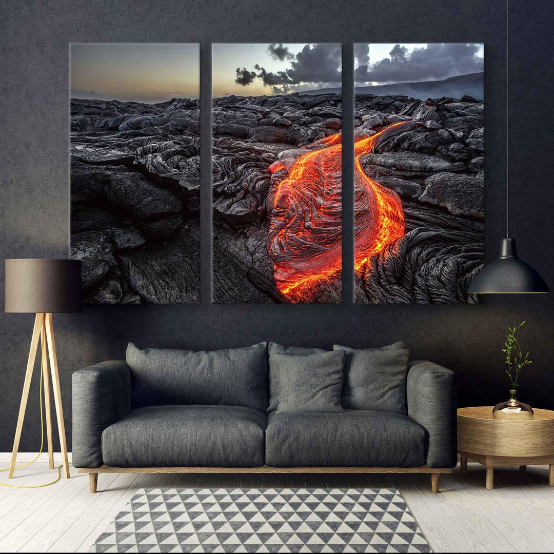 Molten Lava Wall Art - Set of 3 Lava Canvas Prints - Original Hawaii ...
