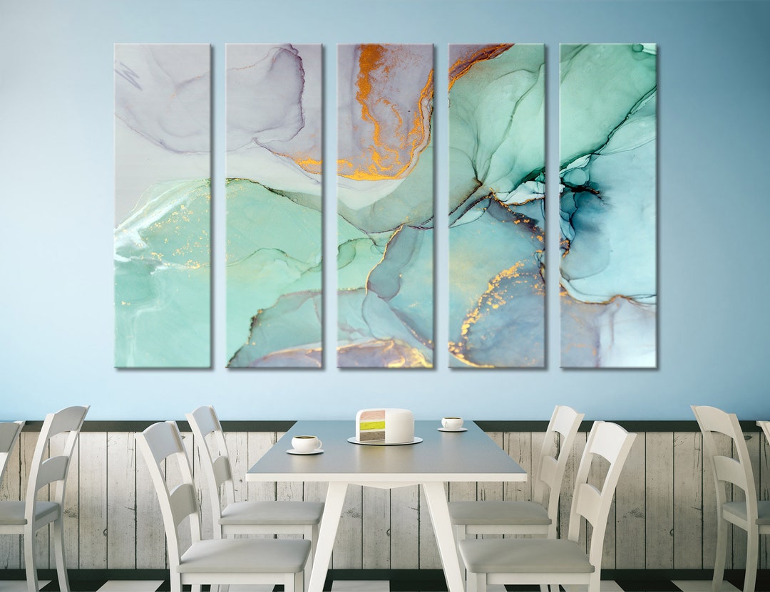 Blue Marble Wall Art Tender Blue Wall Decor Abstract Canvas Print ...