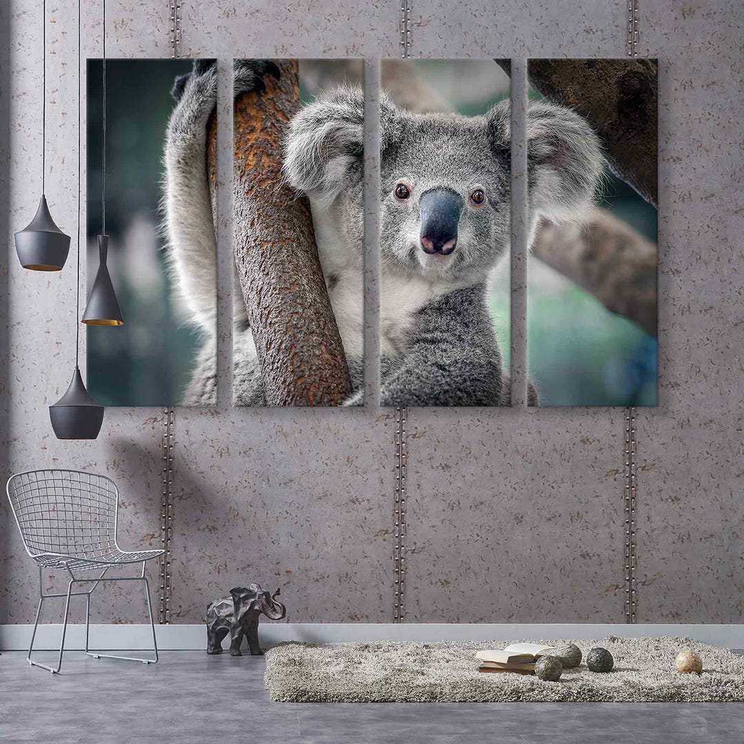 Cute Koala Wall Art Set - Adorable Koala Canvas Print - Animals Wall ...