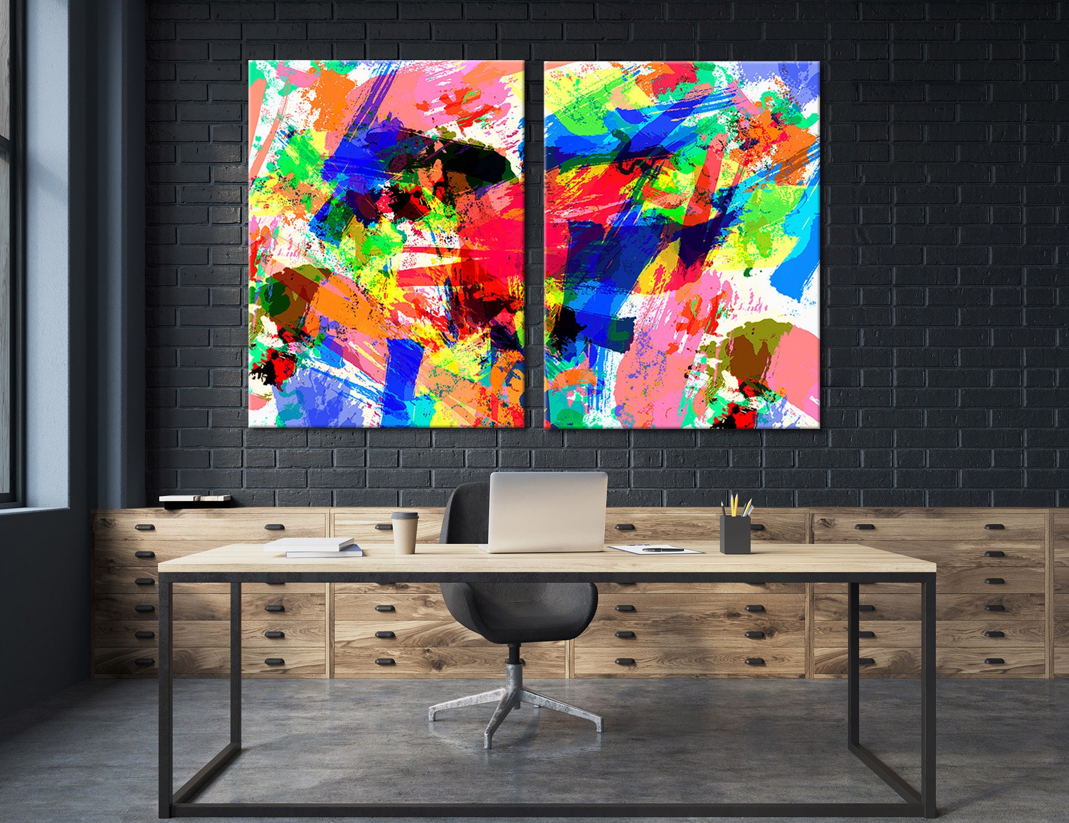 Bright Colors Abstract Wall Art Rainbow Colors Canvas Print Wall Art ...