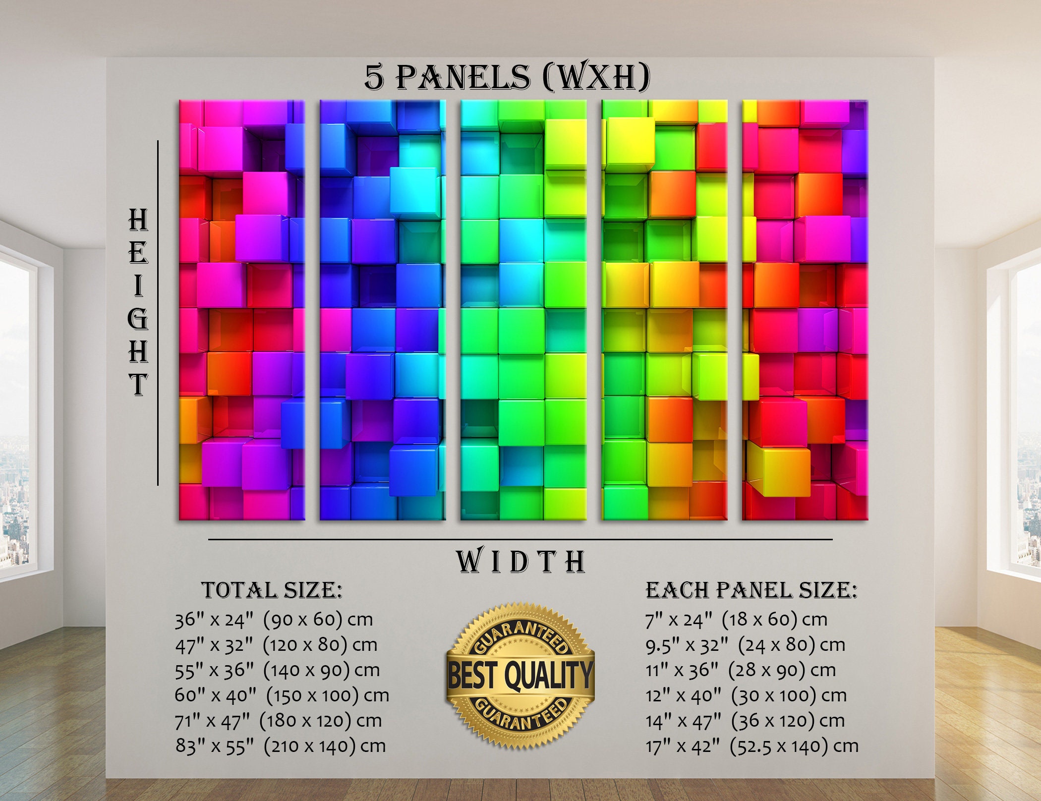 Multicolor Bright Wall Decor 3D Effect Wall Decor 3D Wall Art | Etsy