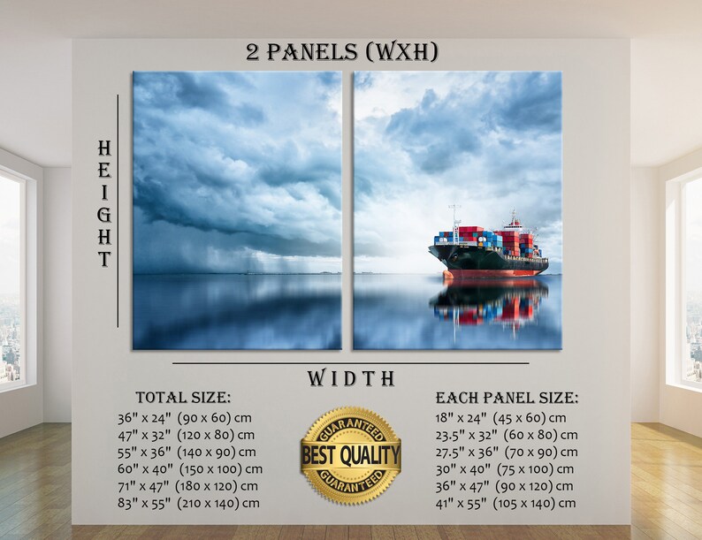 International Container Cargo Ship Canvas Print Nautical Vessel Wall ...