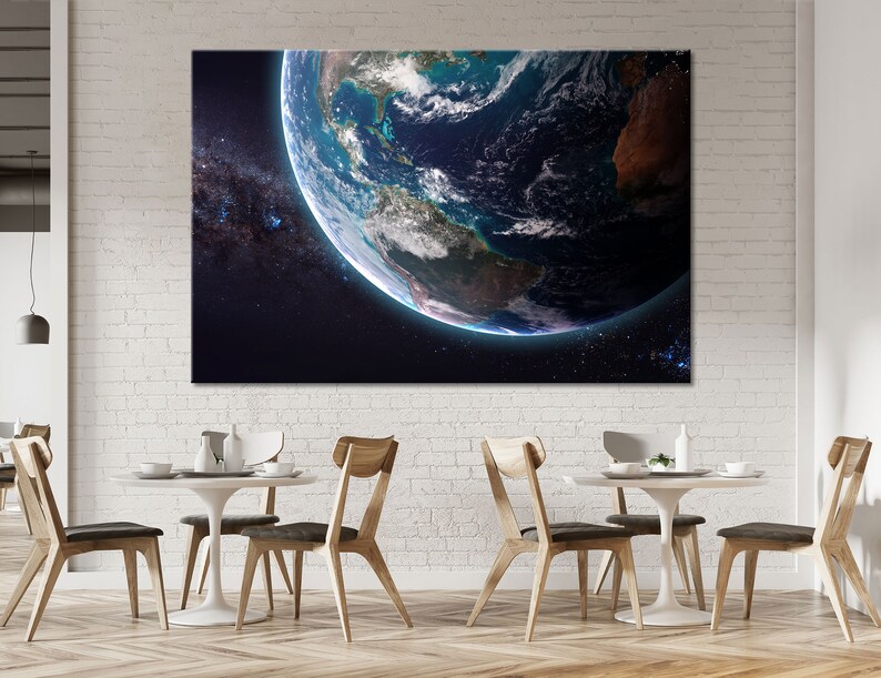 The Earth From Space Art Earth Canvas Earth Print Astronomy | Etsy