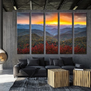 Blue Ridge Art Blue Ridge Mountains Wall Art Sunset Landscape Wall ...