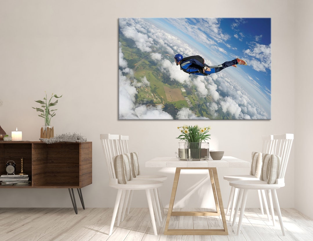 Skydiver Dive to the Earth Canvas Print, Skydiving Wall Art, Skydiving ...