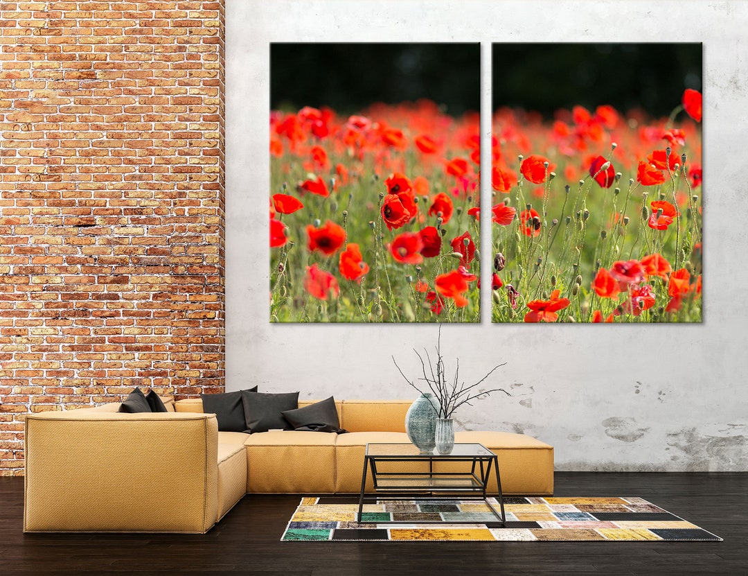 Poppy Field Wall Art Poppy Field Wall Decor Poppy Canvas Poppy Decor ...