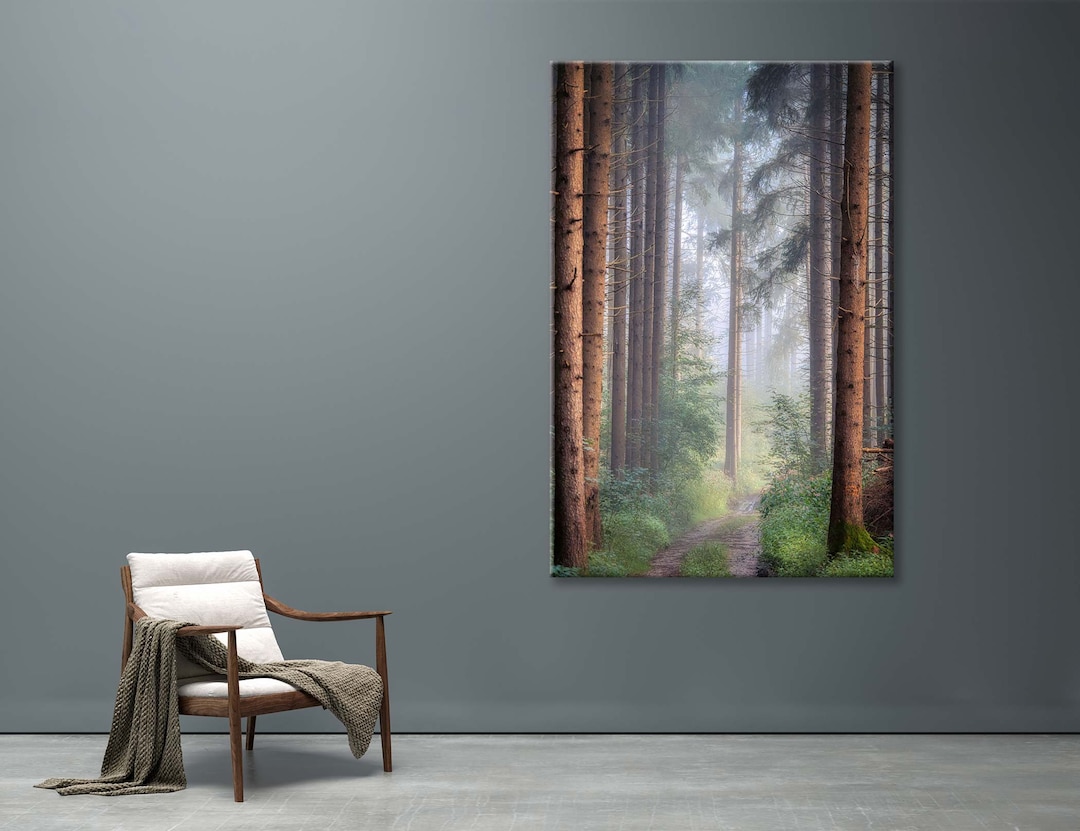 Pine Forest Trail Canvas, Forest Wall Art, High Forest Vertical Print ...