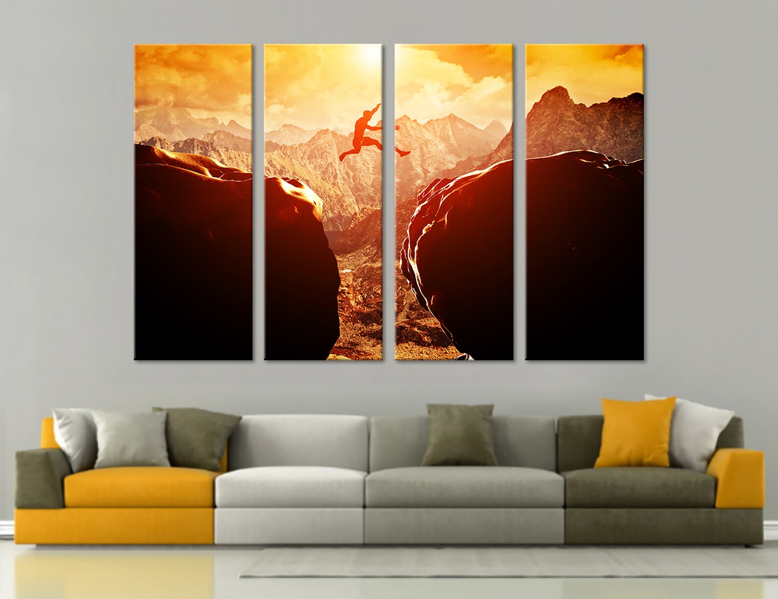 Boulder Jump Canvas Set Sports Decor Sports Lover Decor Sunset Decor ...