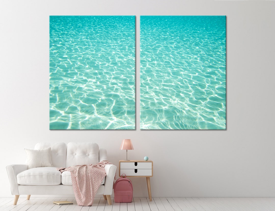 2 Panels Azure Sea Wall Art Water Wall Art Ocean Wall Decor Water ...
