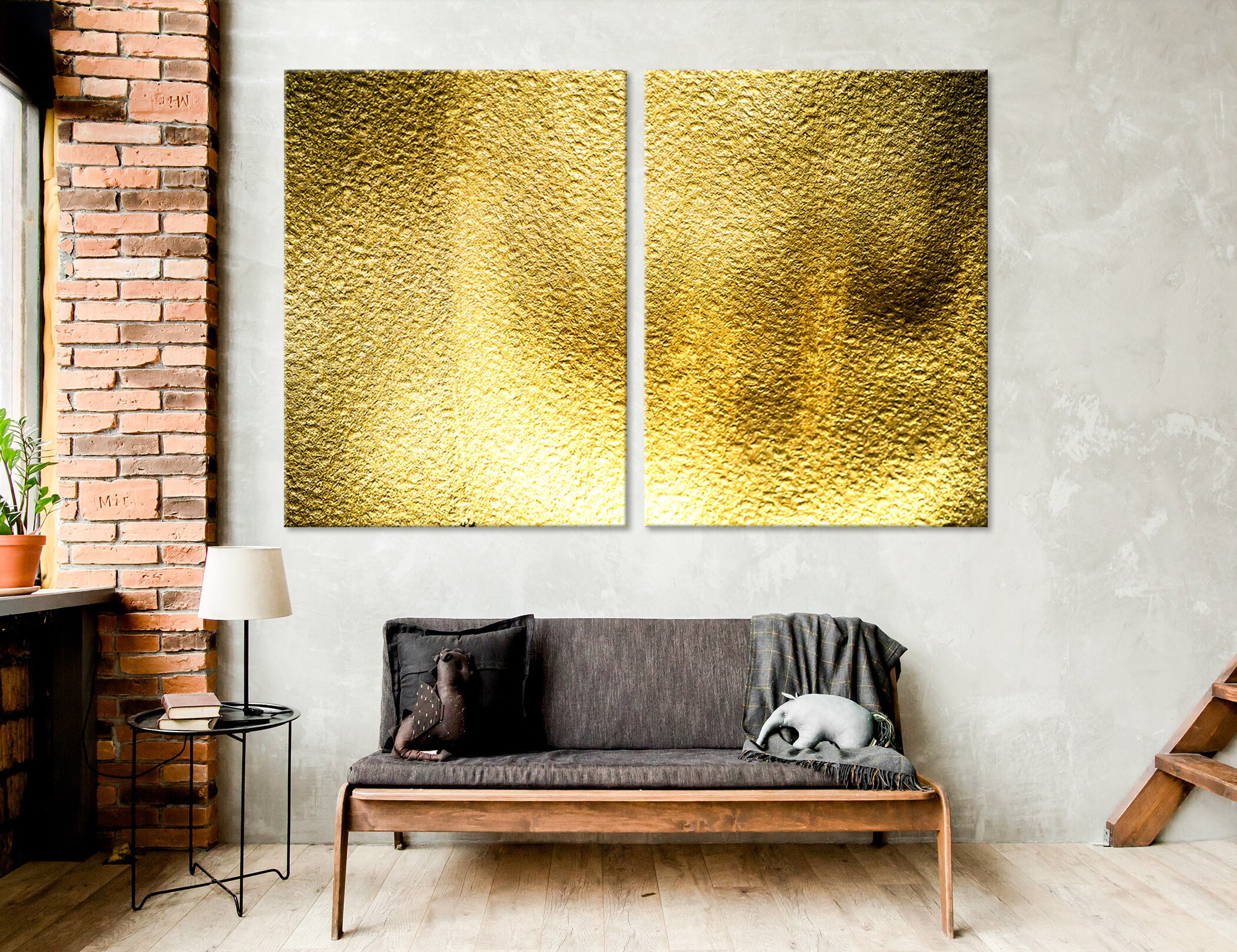 Golden Foil Abstract Wall Decor | Etsy