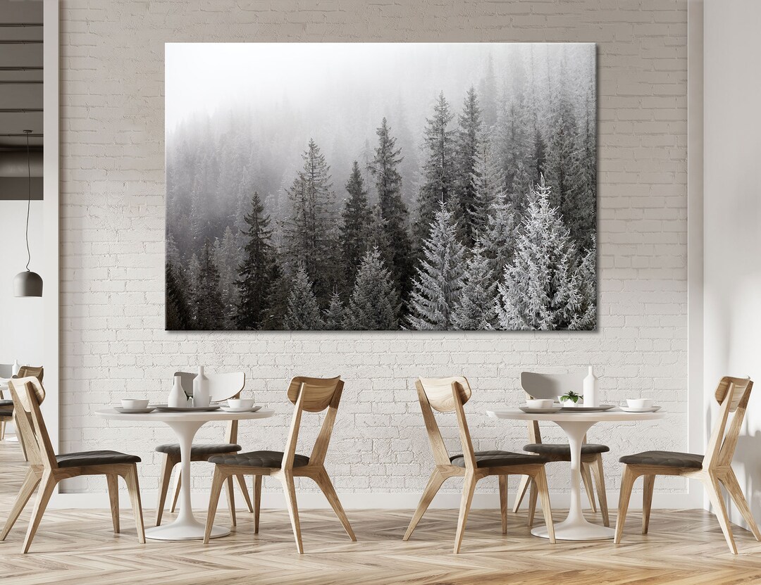 Frosty Forest Wall Art Frosty Trees Nature Forest Wall Decor Trees ...