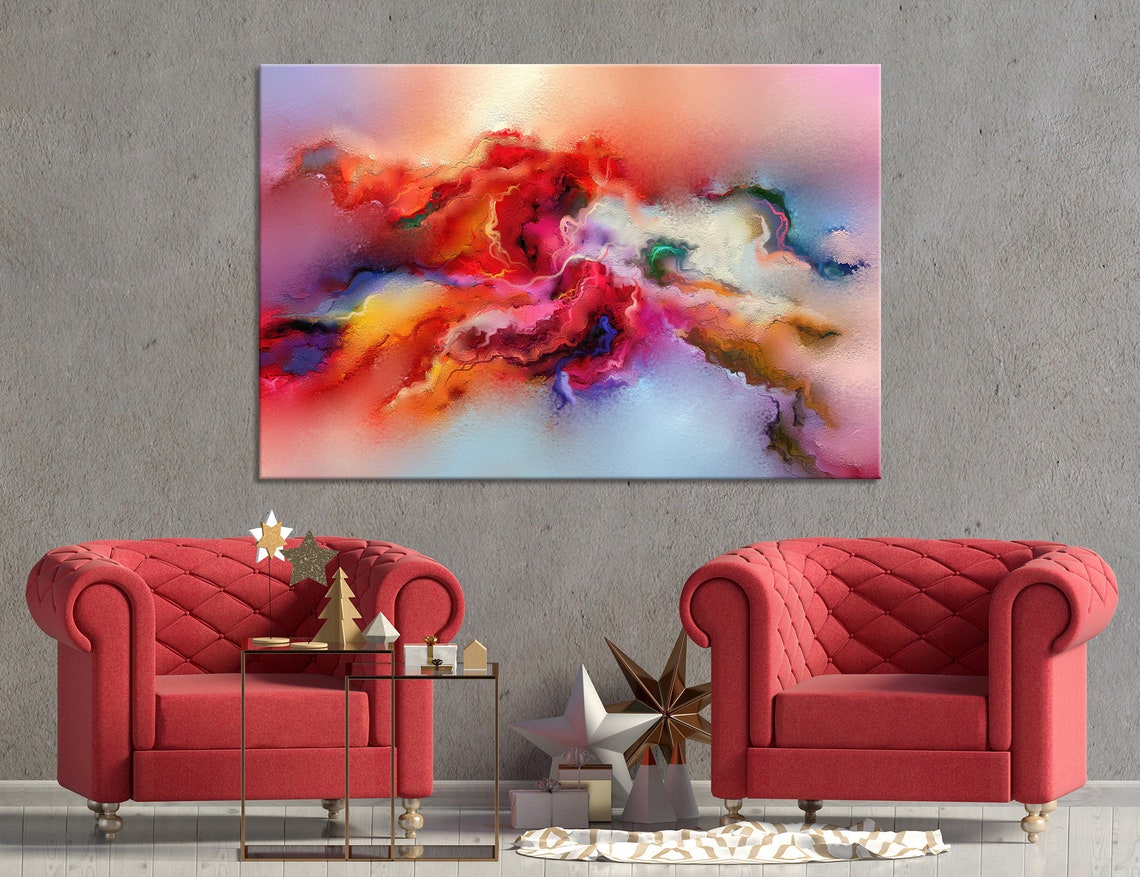 Bright Abstract Print on Canvas Print Wall Art - Etsy