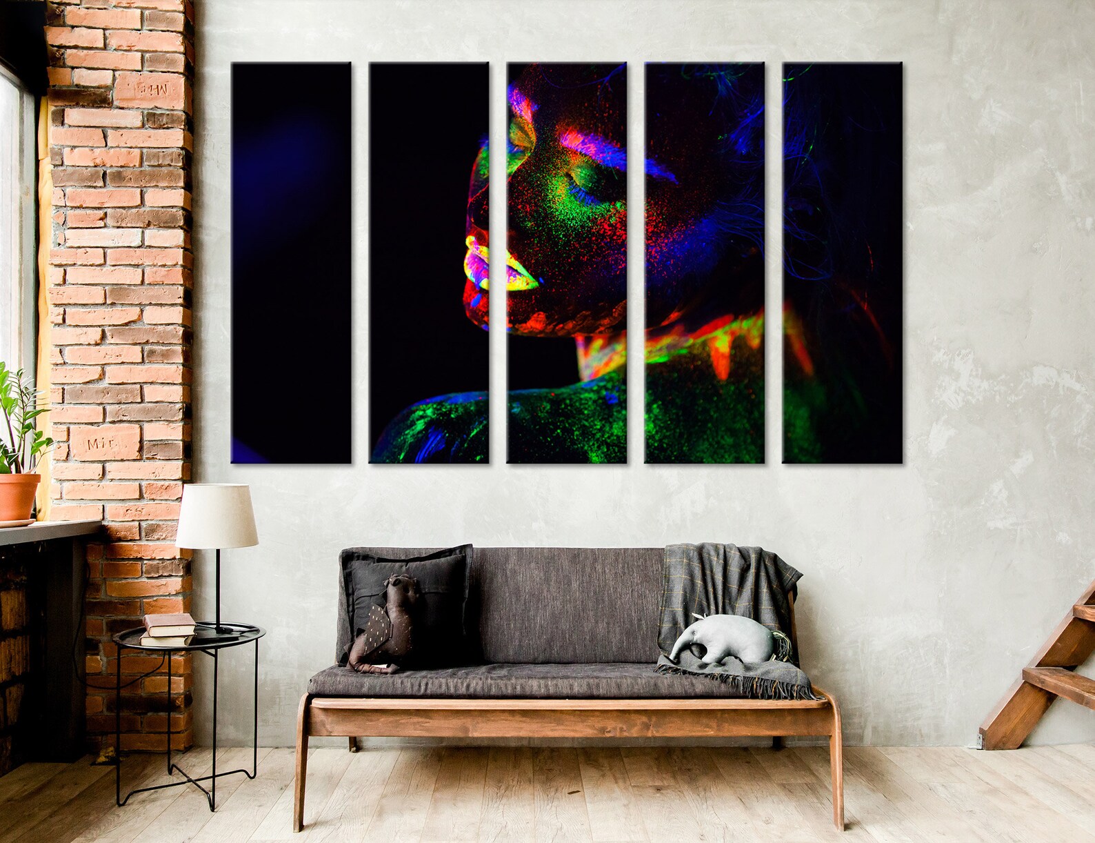 Beautiful Woman in Neon Light Canvas Art Design of Girl With | Etsy