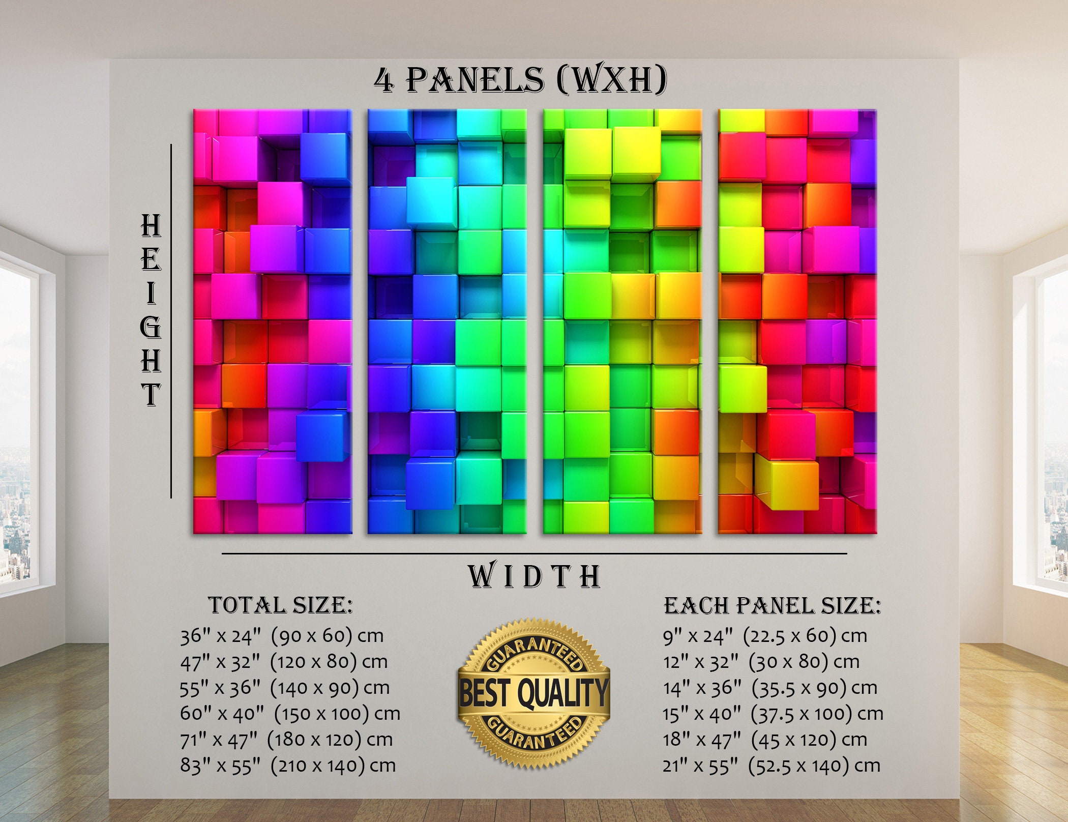 Multicolor Bright Wall Decor 3D Effect Wall Decor 3D Wall Art | Etsy