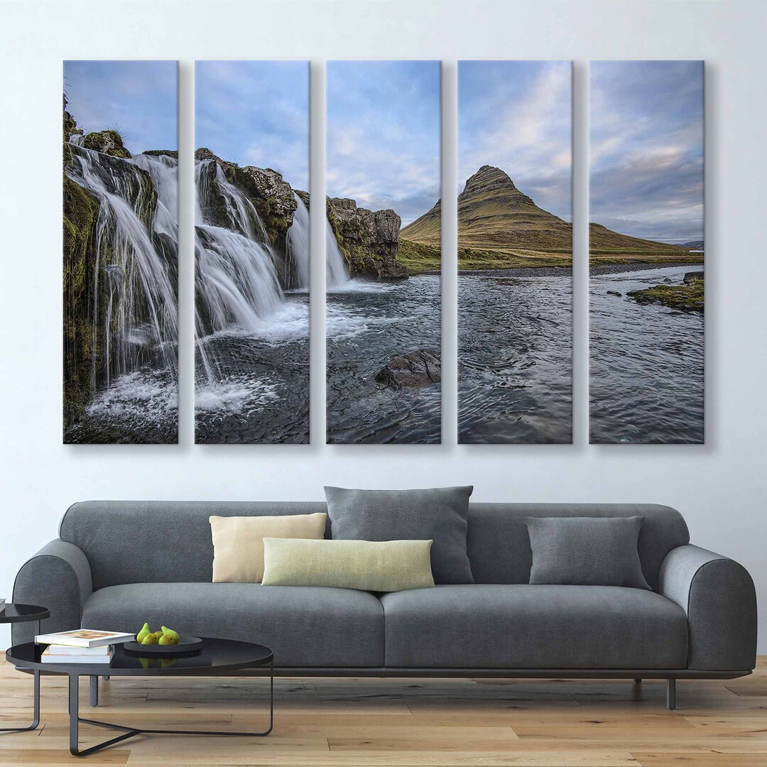 Waterfall Wall Art Set - Nature Canvas Decor - Printable Landscape ...