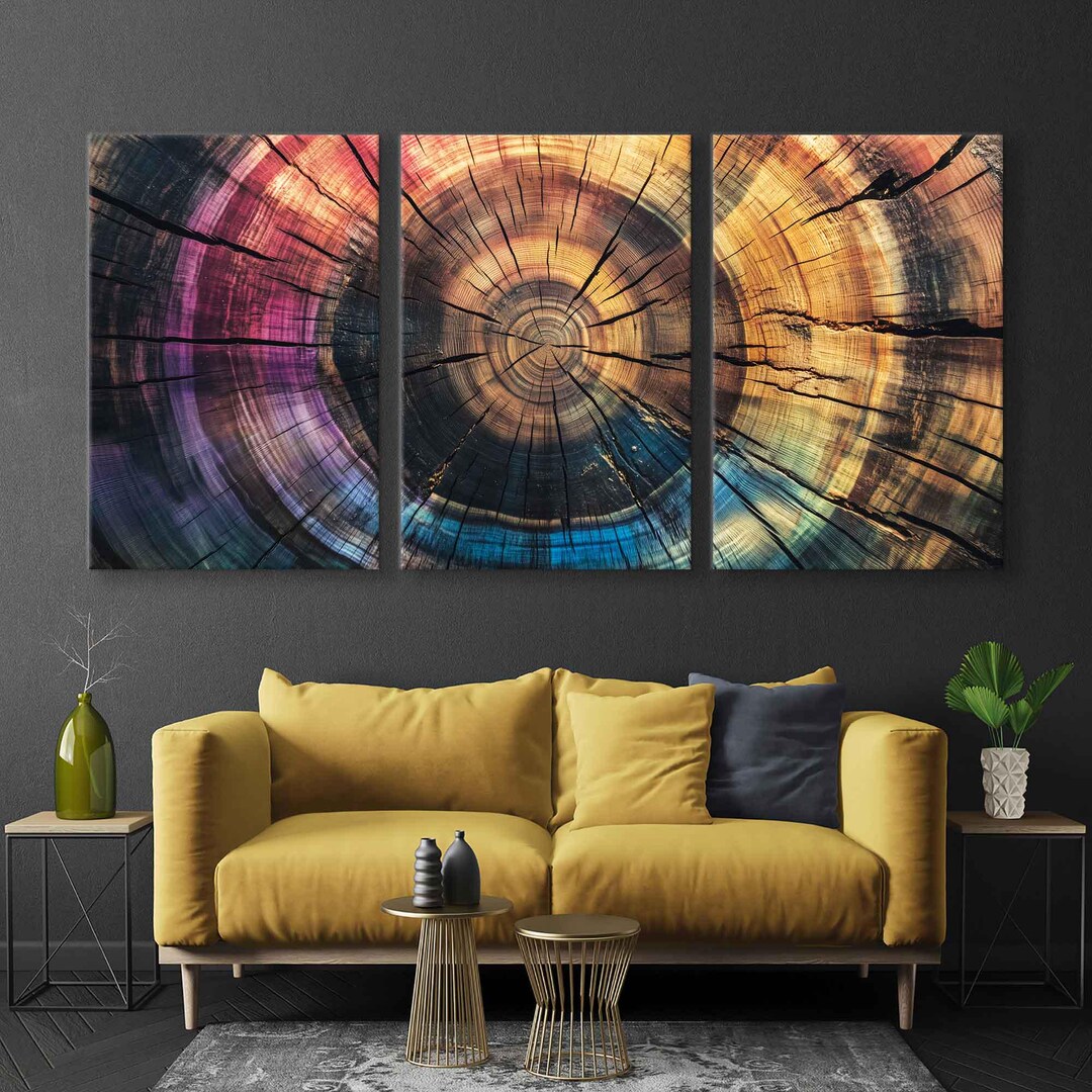 Extra Large Colorful Wood Imitation Canvas Print - Dope Natural Wall ...