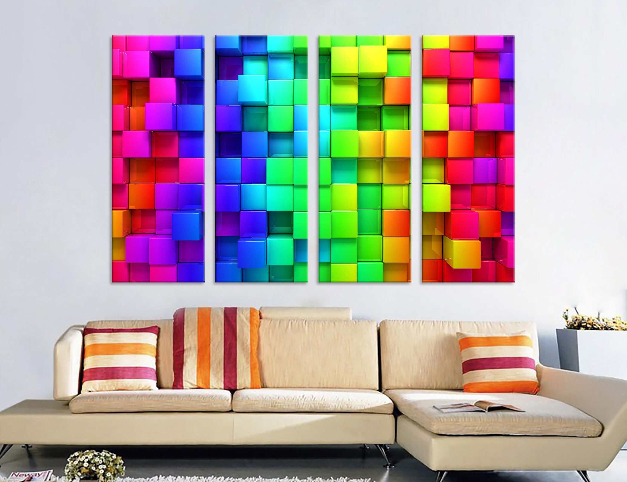 Multicolor Bright Wall Decor 3D Effect Wall Decor 3D Wall Art | Etsy