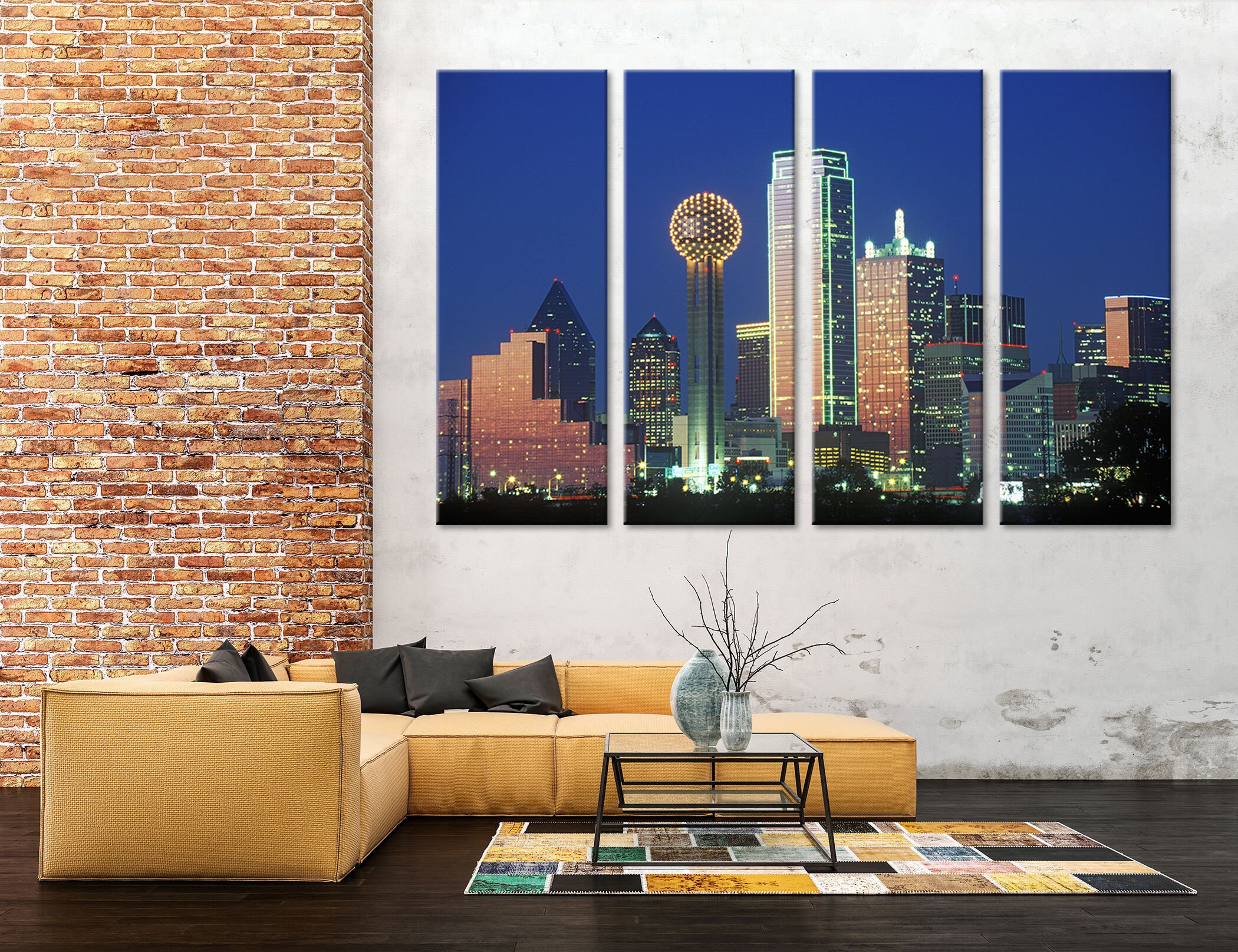 Dallas TX Skyline at Night Dallas Print Dallas Canvas Dallas Wall Art ...