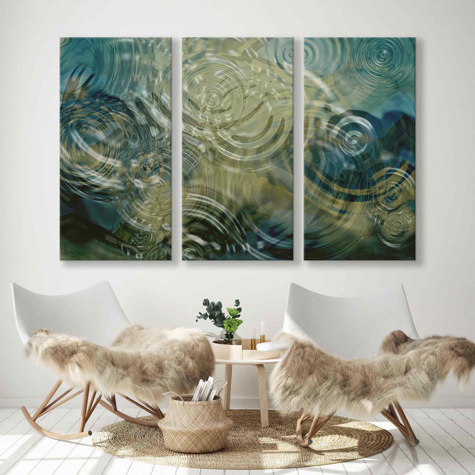 Circles on the Water Wall Art - Abstract Canvas Print Set - Modern ...