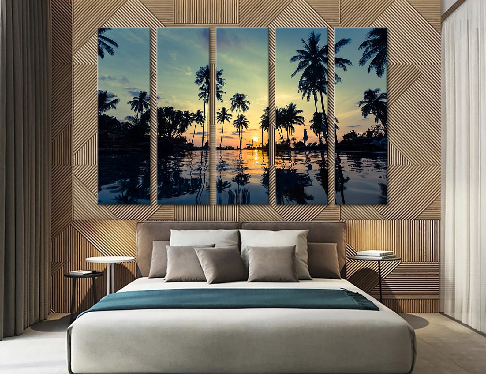 Sunset Wall Art Tropical Beach Wall Decor Palm Trees Canvas Art Sunset ...