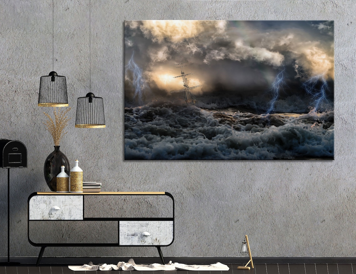 Storm Waves Canvas Storm Canvas Water Canvas Print Art Ocean Waves ...