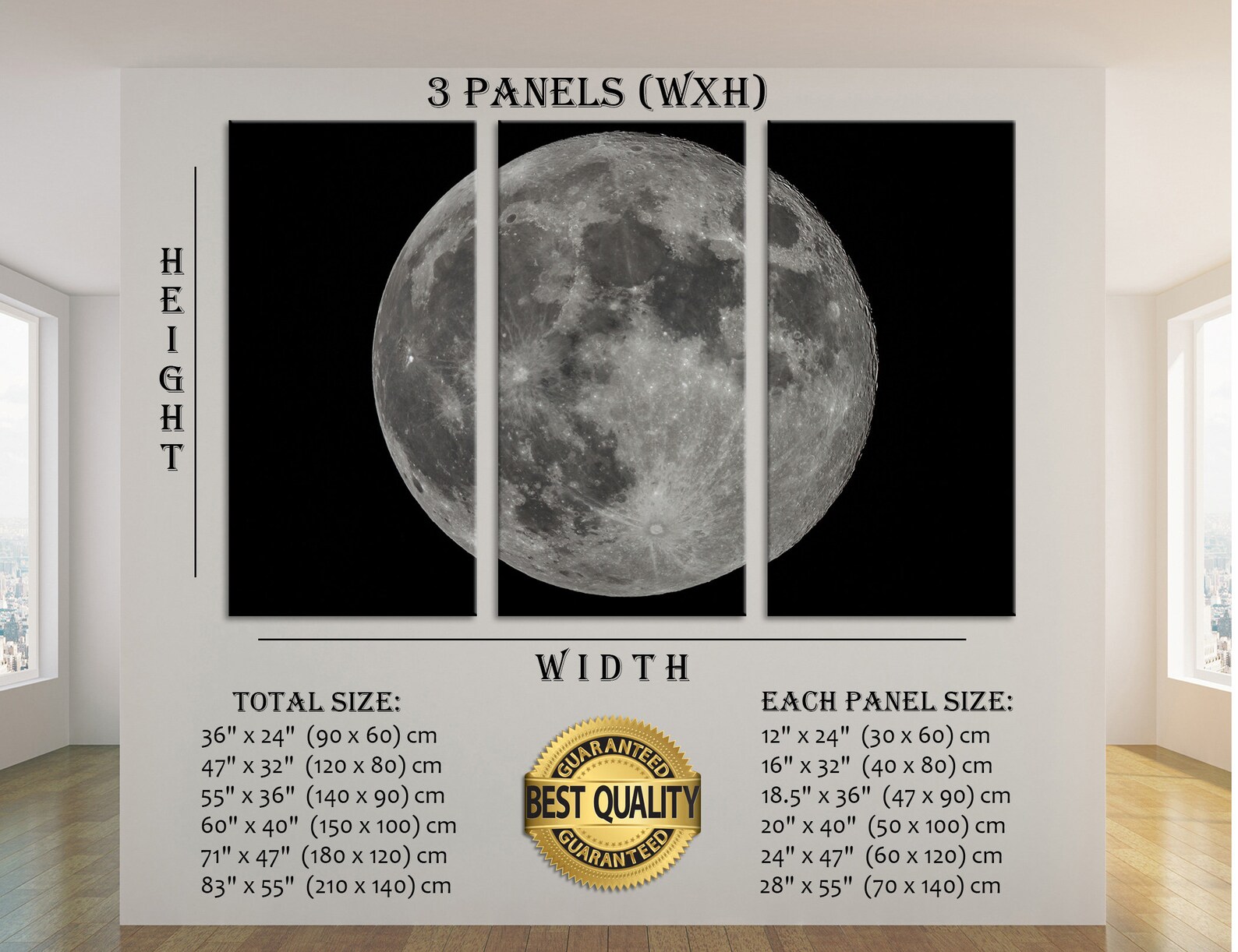 Full Moon at Night Moon Art Moon Canvas Moon Decor Moon Home Decor Moon ...