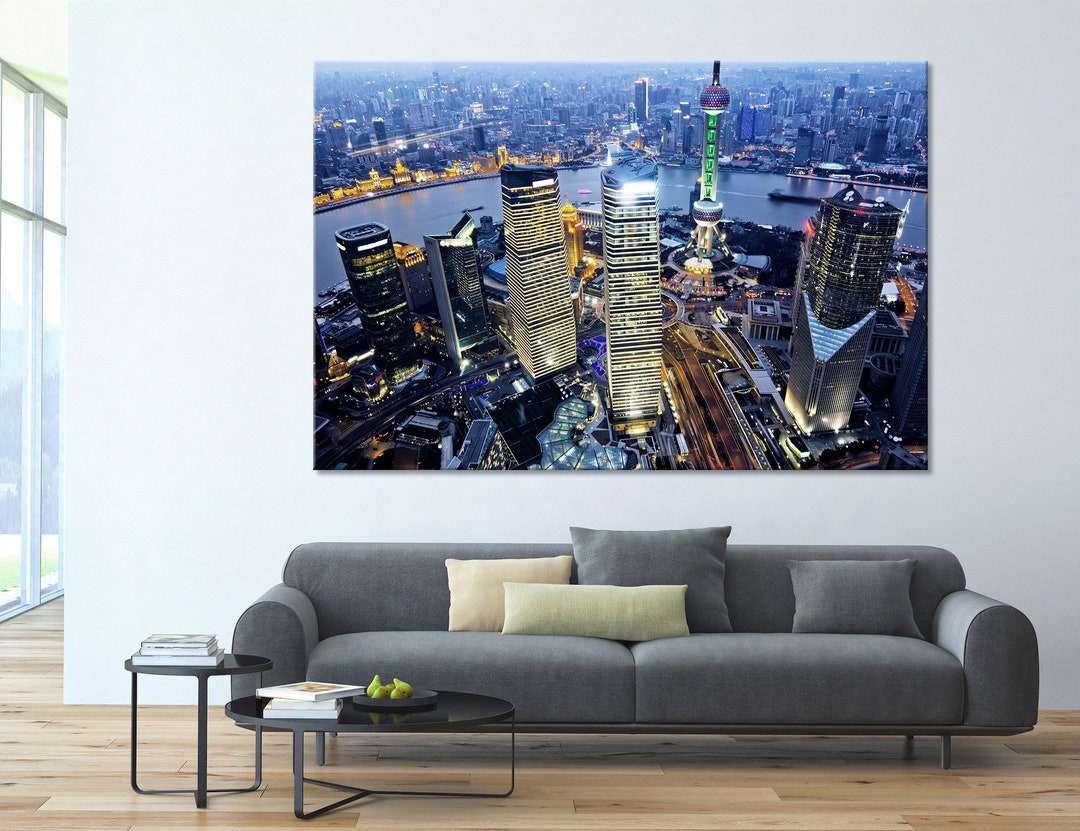 Shanghai Wall Decor - Modern China Cityscape Canvas Art Print for ...