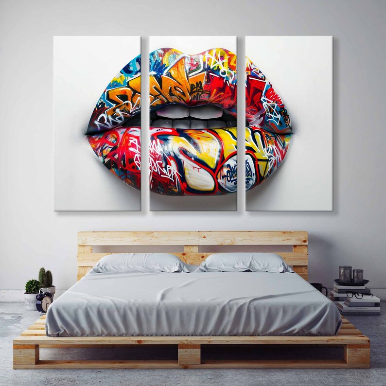 Graffity Lips, Urban Fusion Canvas Print: A Striking Confluence of Home ...